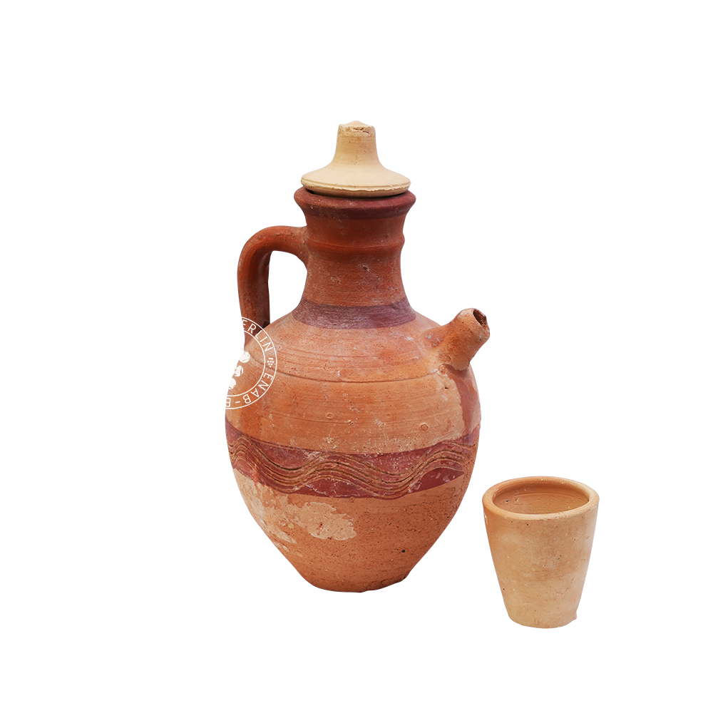 Handcrafted Syrian Pottery Jug with Two Cups – Enab-Berlin